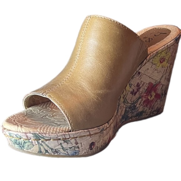 Born Concept | Shoes | Boc Born Concept Brown Leather Floral Cork ...